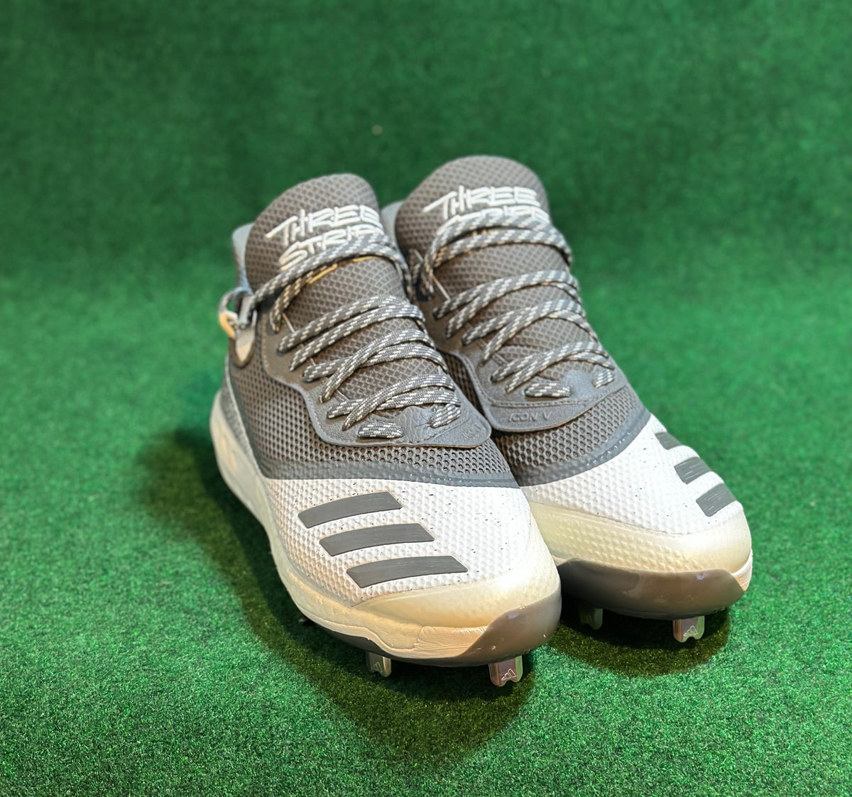 Adidas Boost Baseball Metal Cleats Icon V Three Stripe Men’s Sz 12 Gre ...
